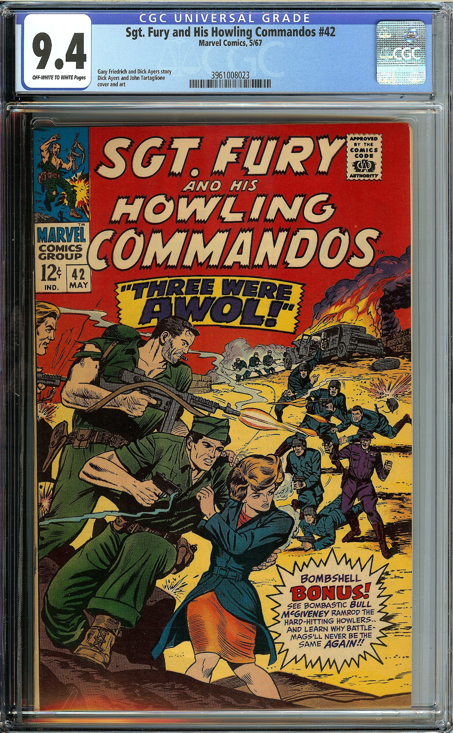 SGT. FURY AND HIS HOWLING COMMANDOS #42 CGC 9.4 OW/WH PAGES | Reece's ...