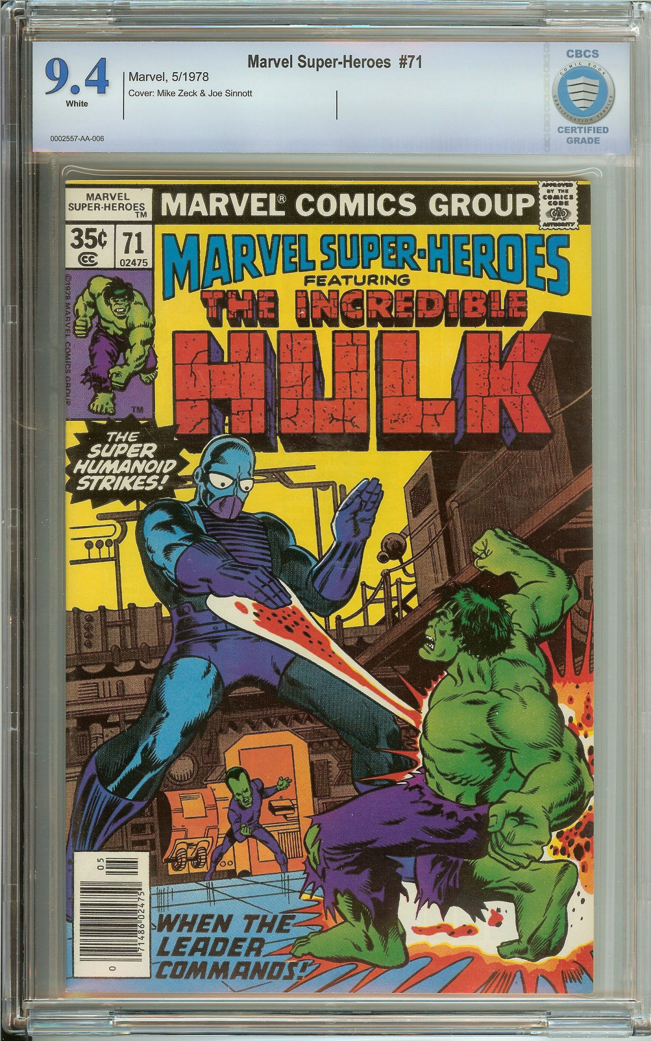 MARVEL SUPER-HEROES #71 CBCS 9.4 WHITE PAGES | Reece's Rare Comics