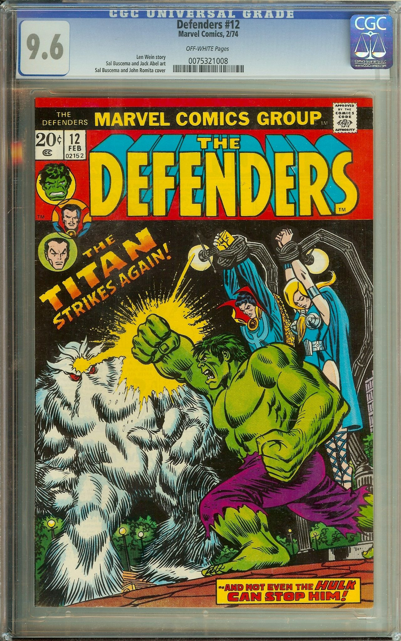 DEFENDERS #12 CGC 9.6 OW PAGES | Reece's Rare Comics
