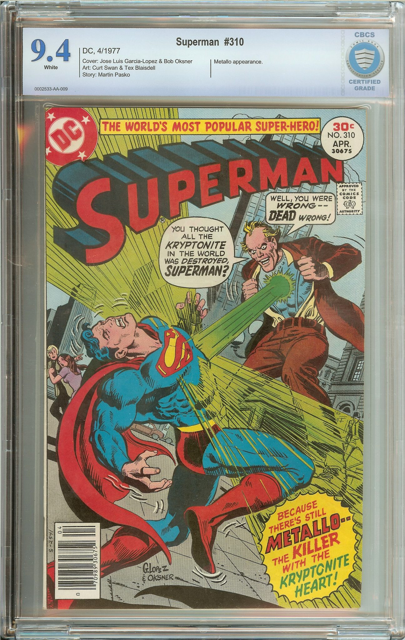 SUPERMAN #310 CBCS 9.4 WHITE PAGES | Reece's Rare Comics