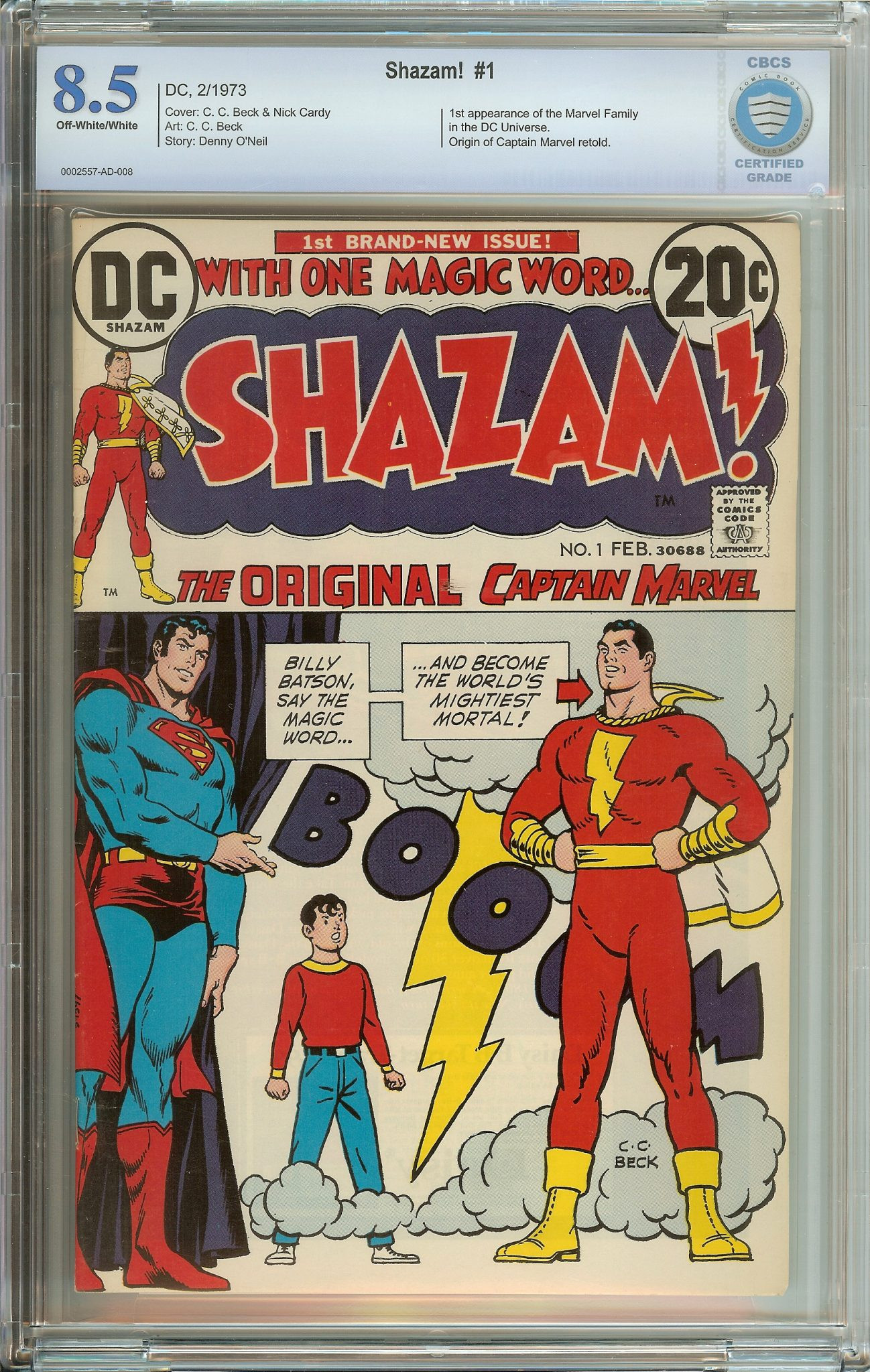 SHAZAM #1 CBCS 8.5 OW/WH PAGES | Reece's Rare Comics