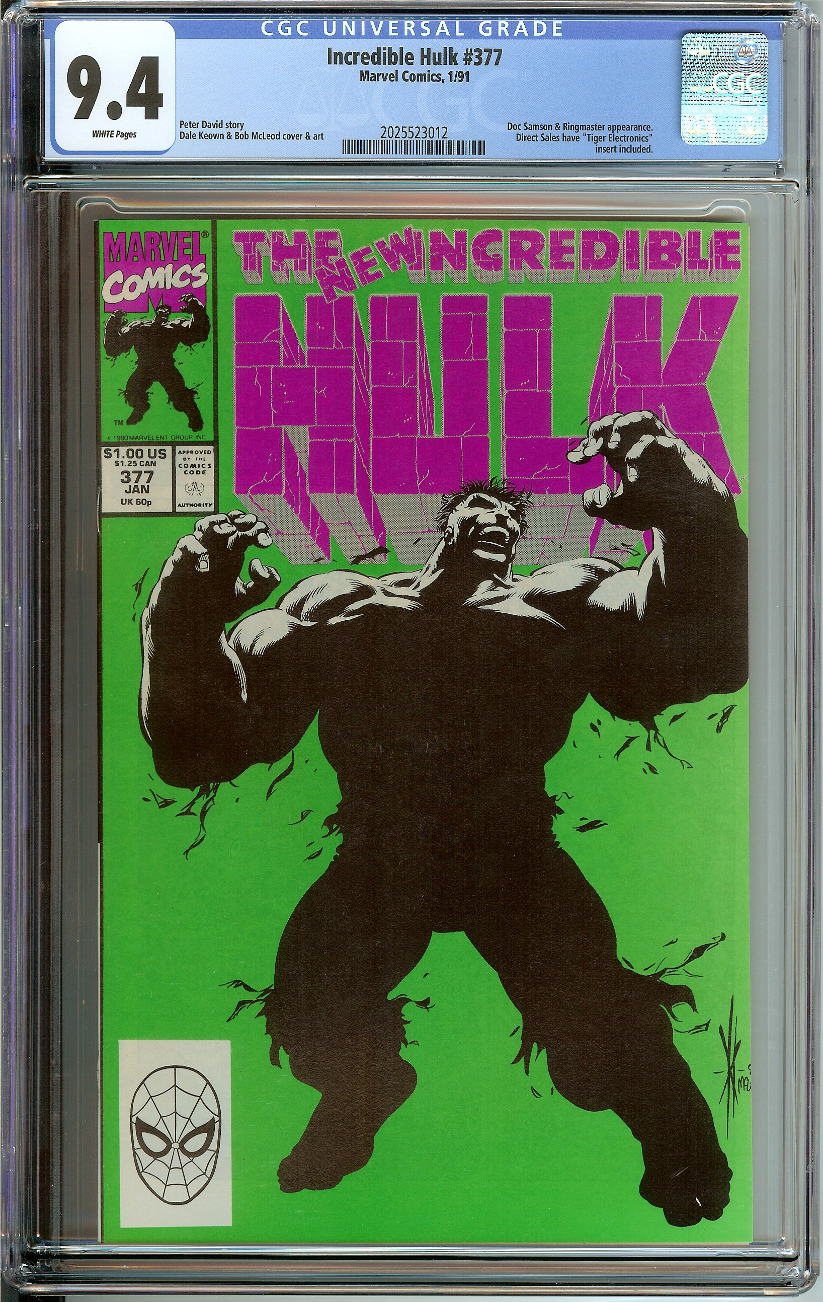 INCREDIBLE HULK #377 CGC 9.4 WHITE PAGES | Reece's Rare Comics