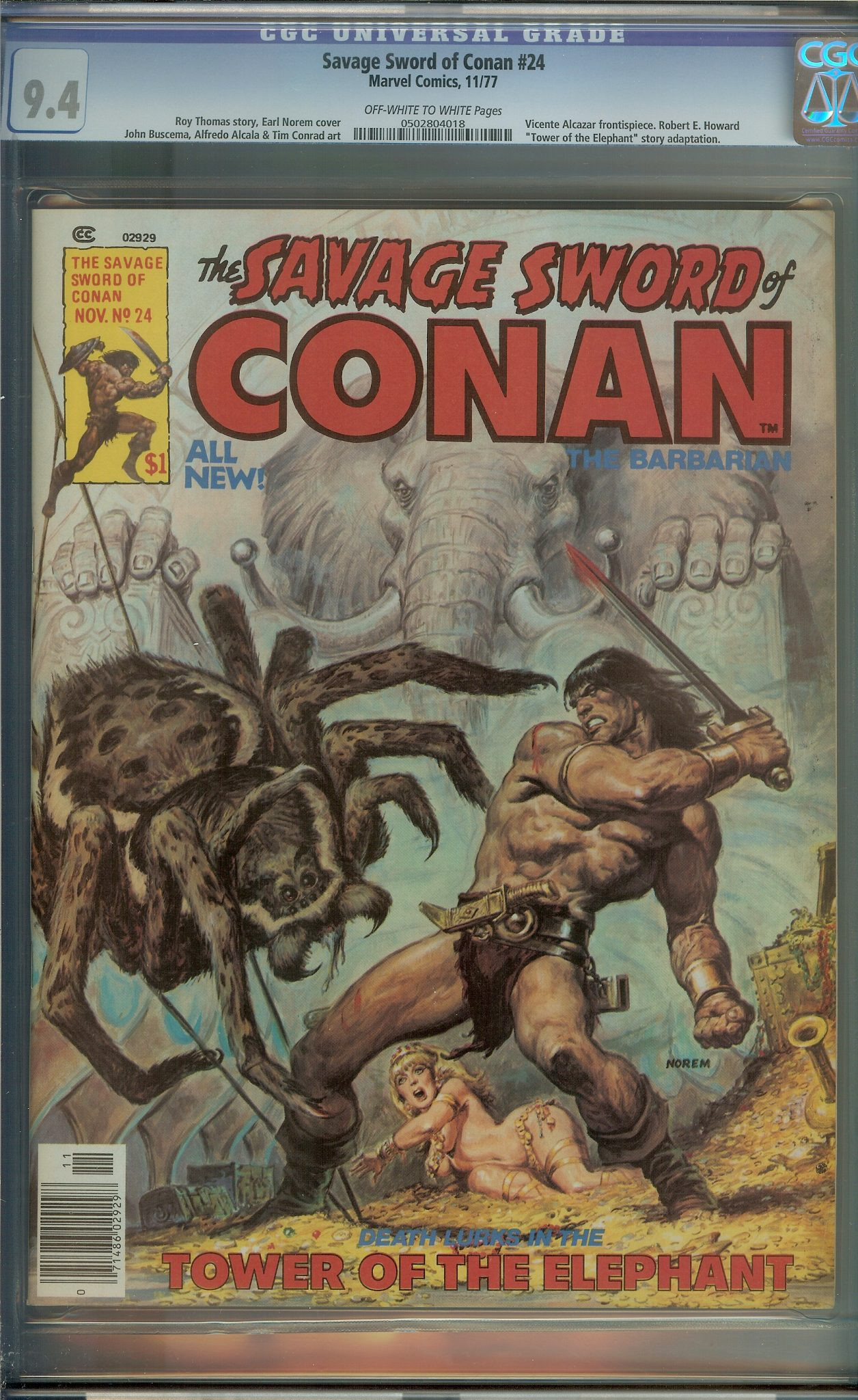 SAVAGE SWORD OF CONAN #24 CGC 9.4 OW/WH PAGES | Reece's Rare Comics