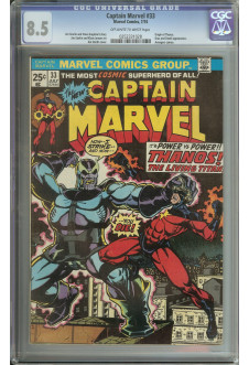 CAPTAIN MARVEL #33 CGC 8.5 OW/WH PAGES | Reece's Rare Comics