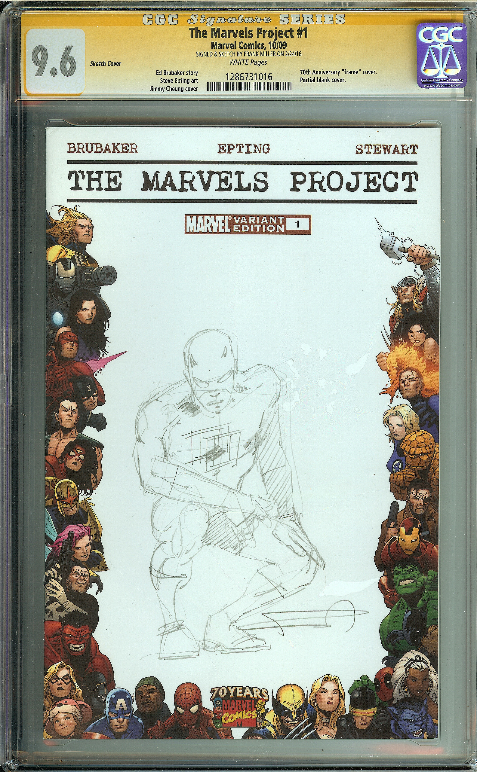 THE MARVELS PROJECT #1 CGC 9.6 WHITE PAGES SKETCH | Reece's Rare Comics