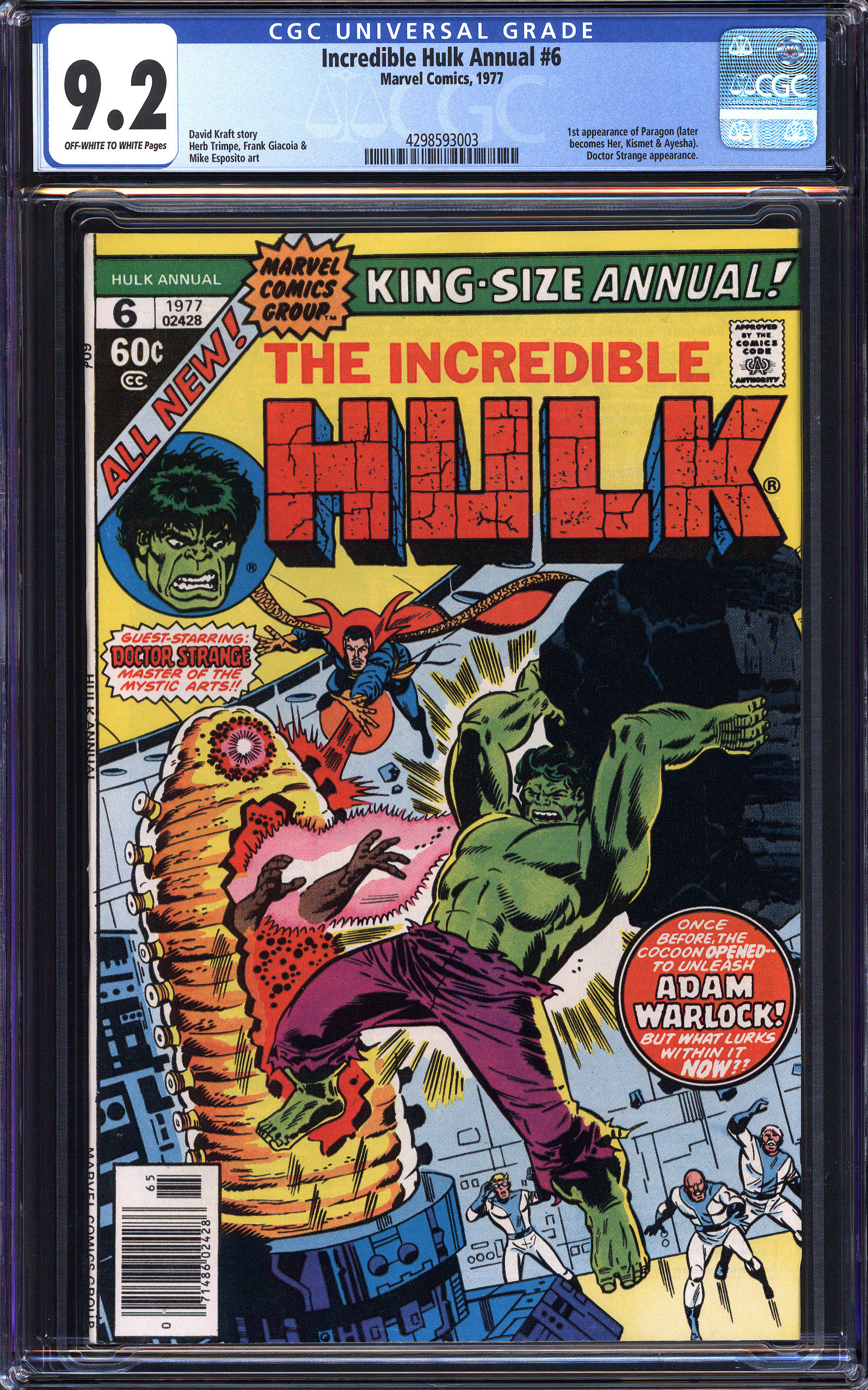 INCREDIBLE HULK ANNUAL #6 CGC 9.2 OW/WH PAGES | Reece's Rare Comics