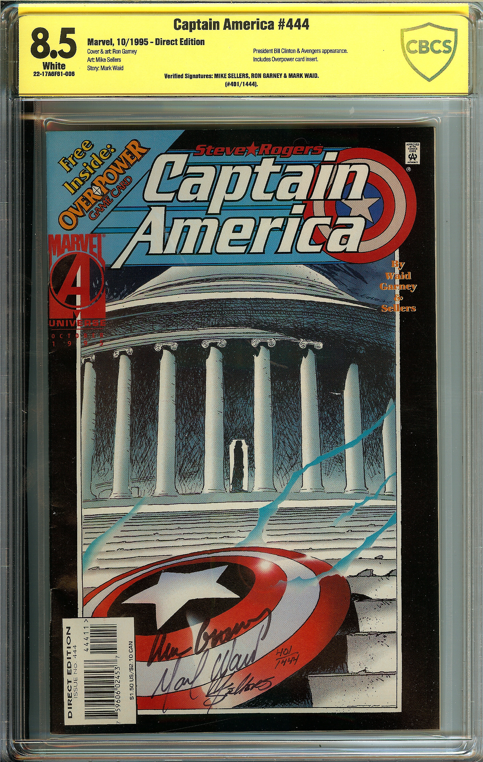 CAPTAIN AMERICA #444 CBCS 8.5 WHITE PAGES | Reece's Rare Comics