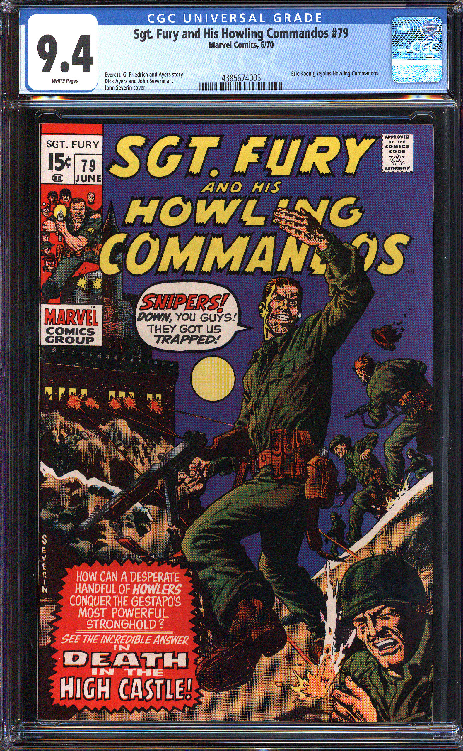 SGT. FURY AND HIS HOWLING COMMANDOS #79 CGC 9.4 WHITE PAGES | Reece's ...
