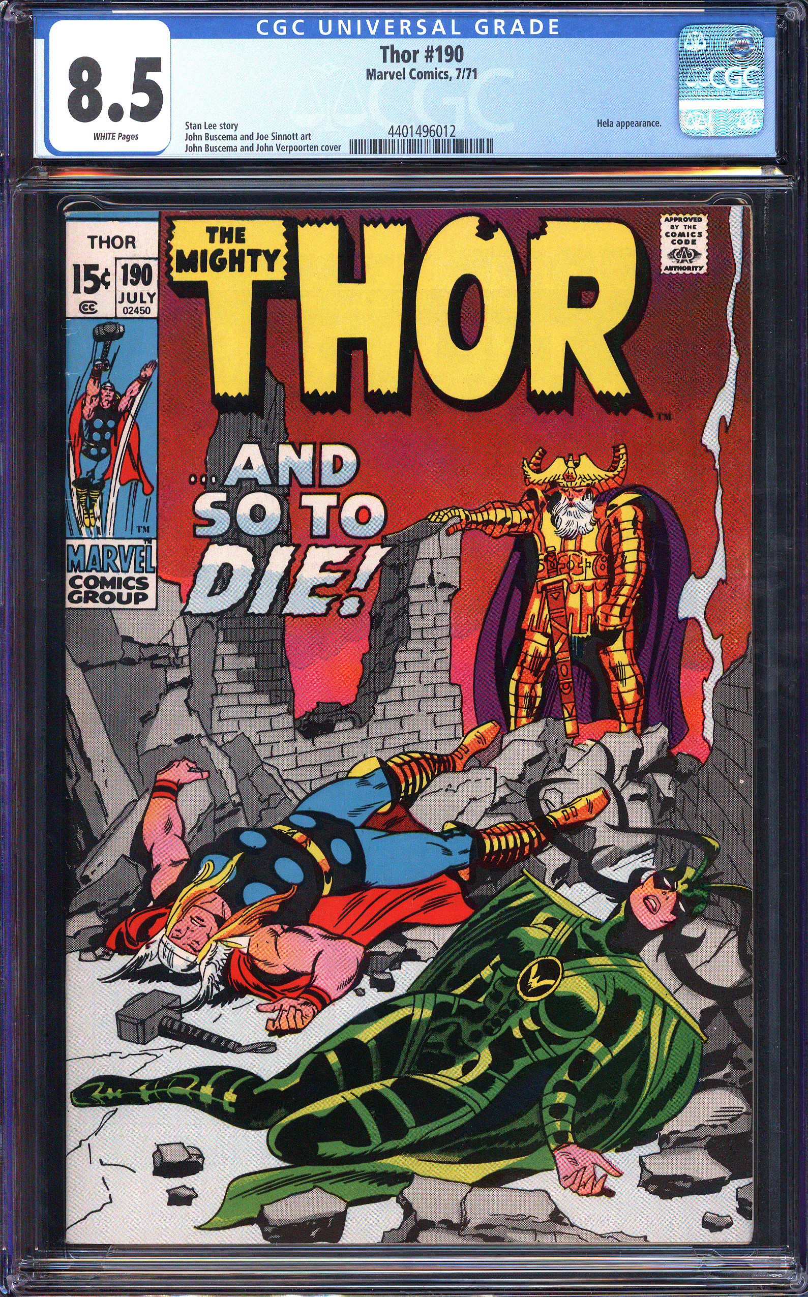 THOR #190 CGC 8.5 WHITE PAGES | Reece's Rare Comics