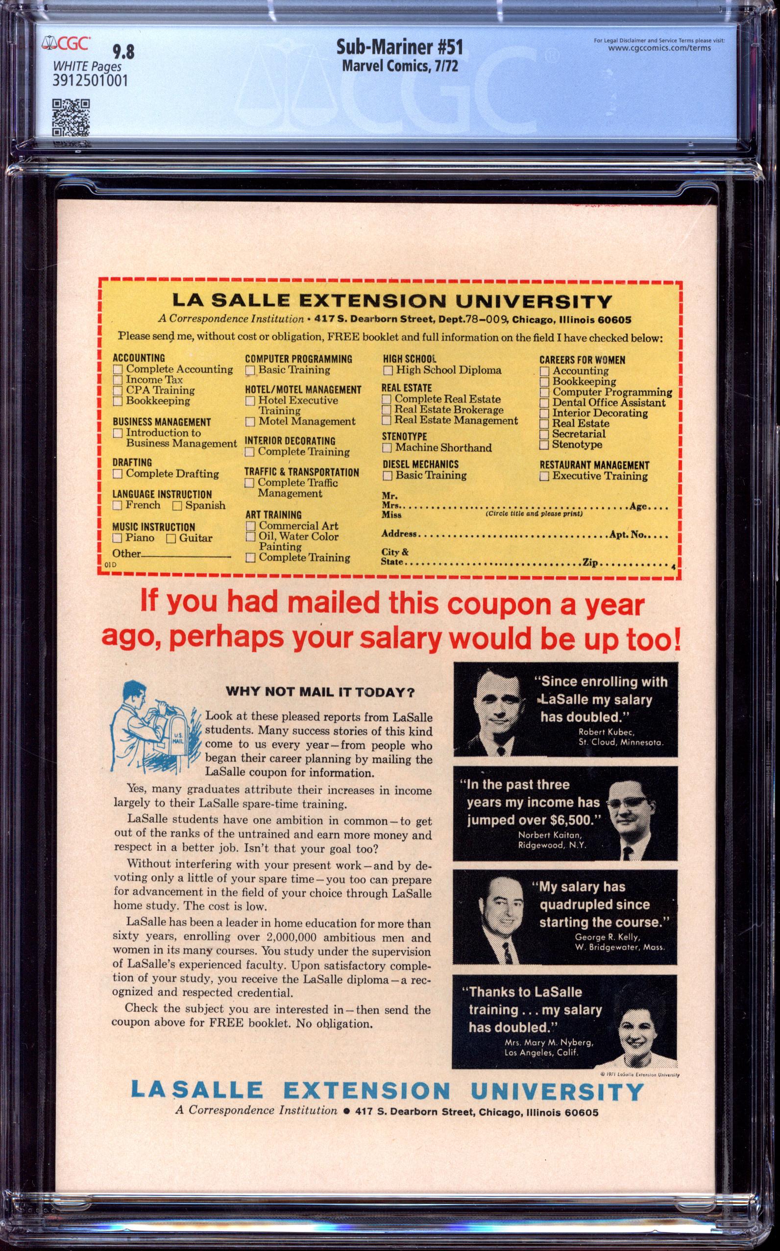 SUB-MARINER #51 CGC 9.8 WHITE PAGES | Reece's Rare Comics