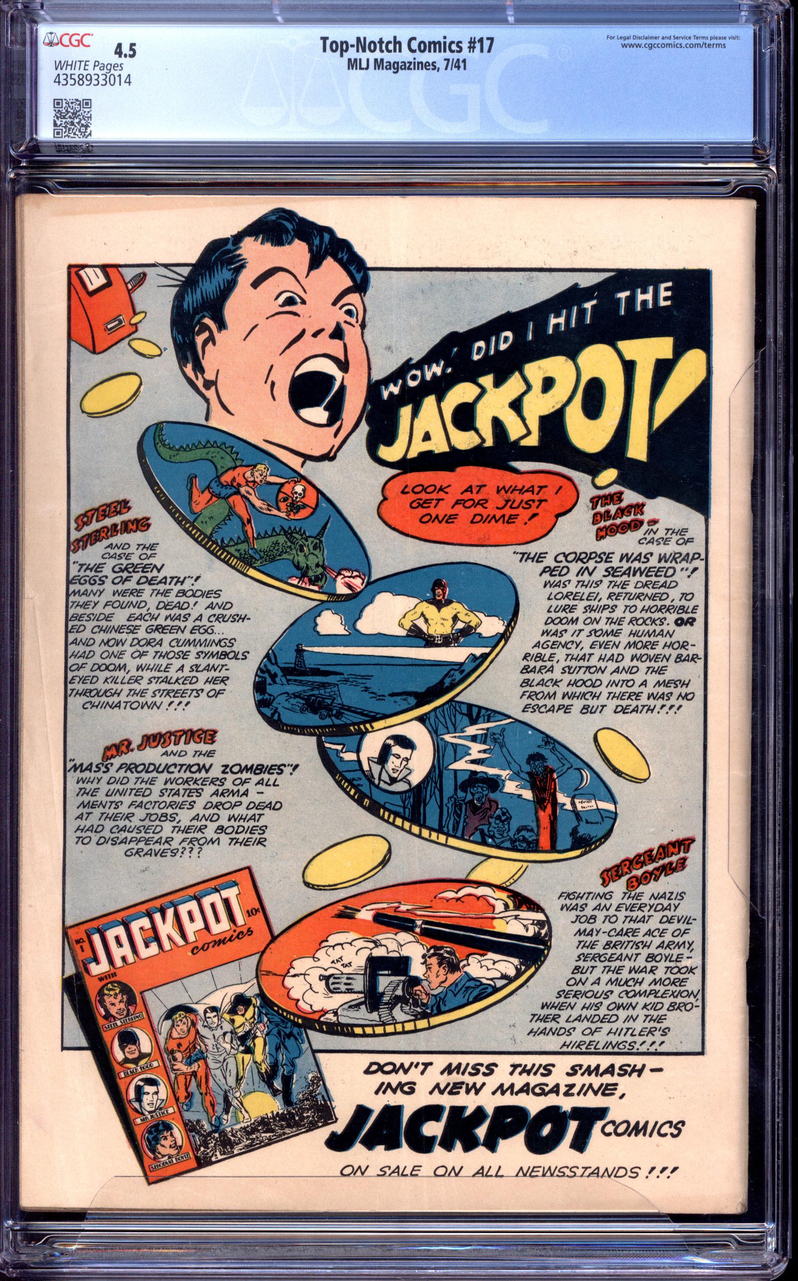 TOP-NOTCH COMICS #17 CGC 4.5 WHITE PAGES | Reece's Rare Comics