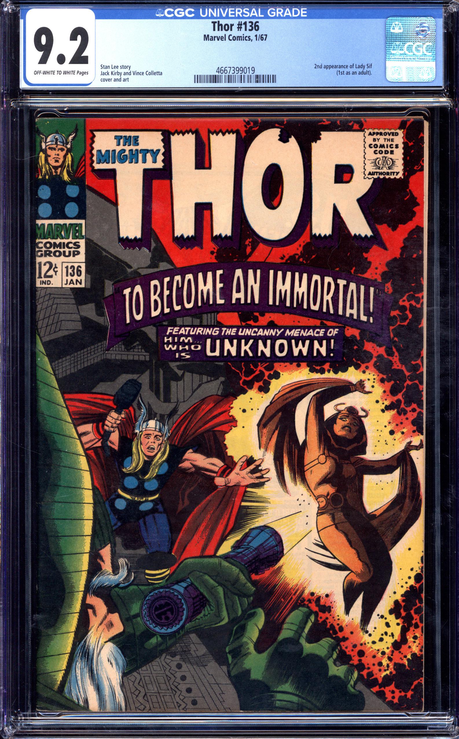 THOR #136 CGC 9.2 OW/WH PAGES | Reece's Rare Comics