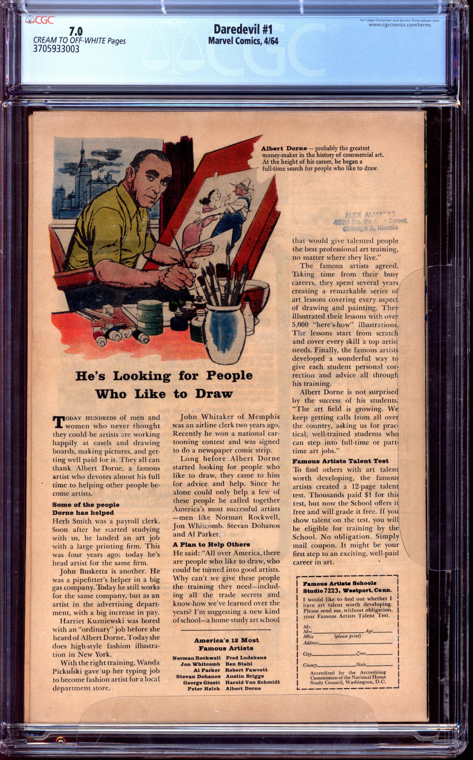 DAREDEVIL #1 CGC 7.0 CR/OW PAGES | Reece's Rare Comics