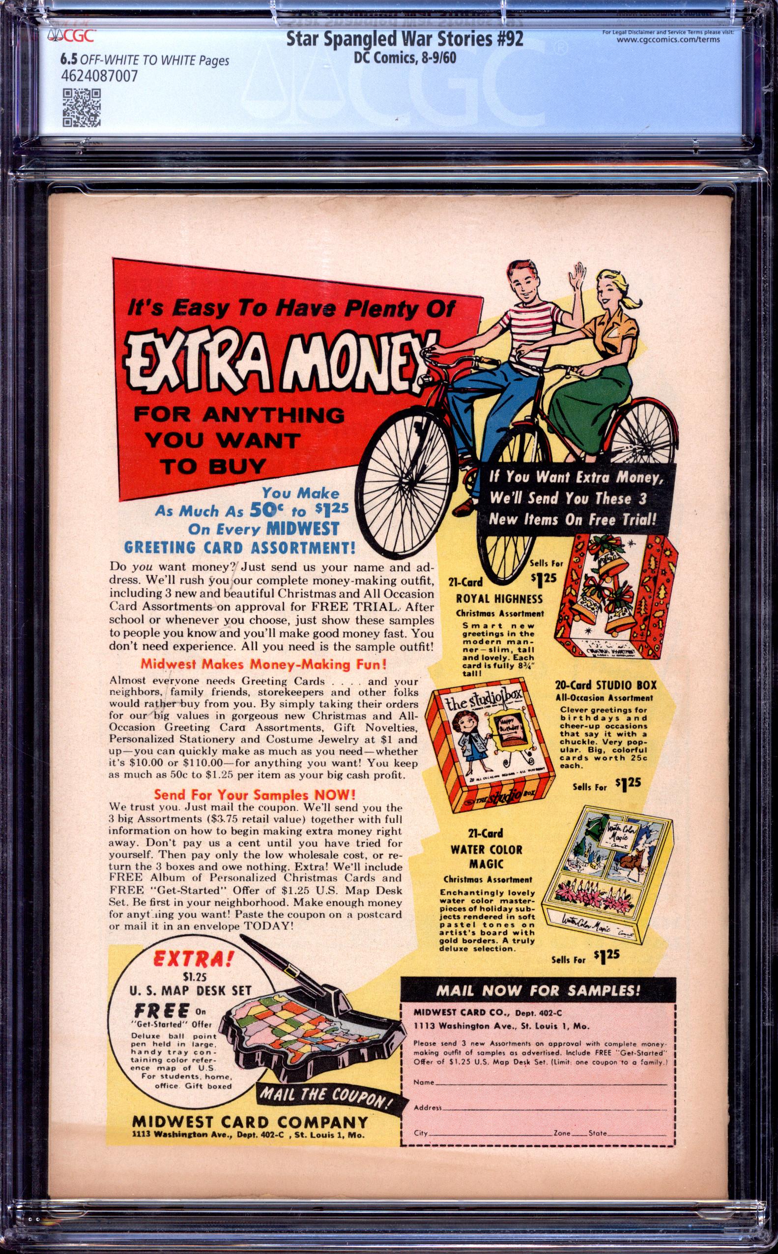 STAR SPANGLED WAR STORIES #92 CGC 6.5 OW/WH PAGES | Reece's Rare Comics