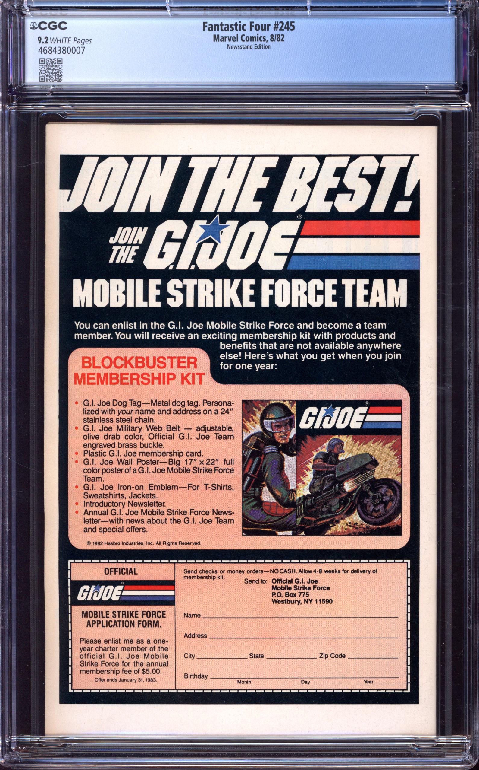 FANTASTIC FOUR #245 CGC 9.2 WHITE PAGES MARK JEWELERS | Reece's Rare Comics