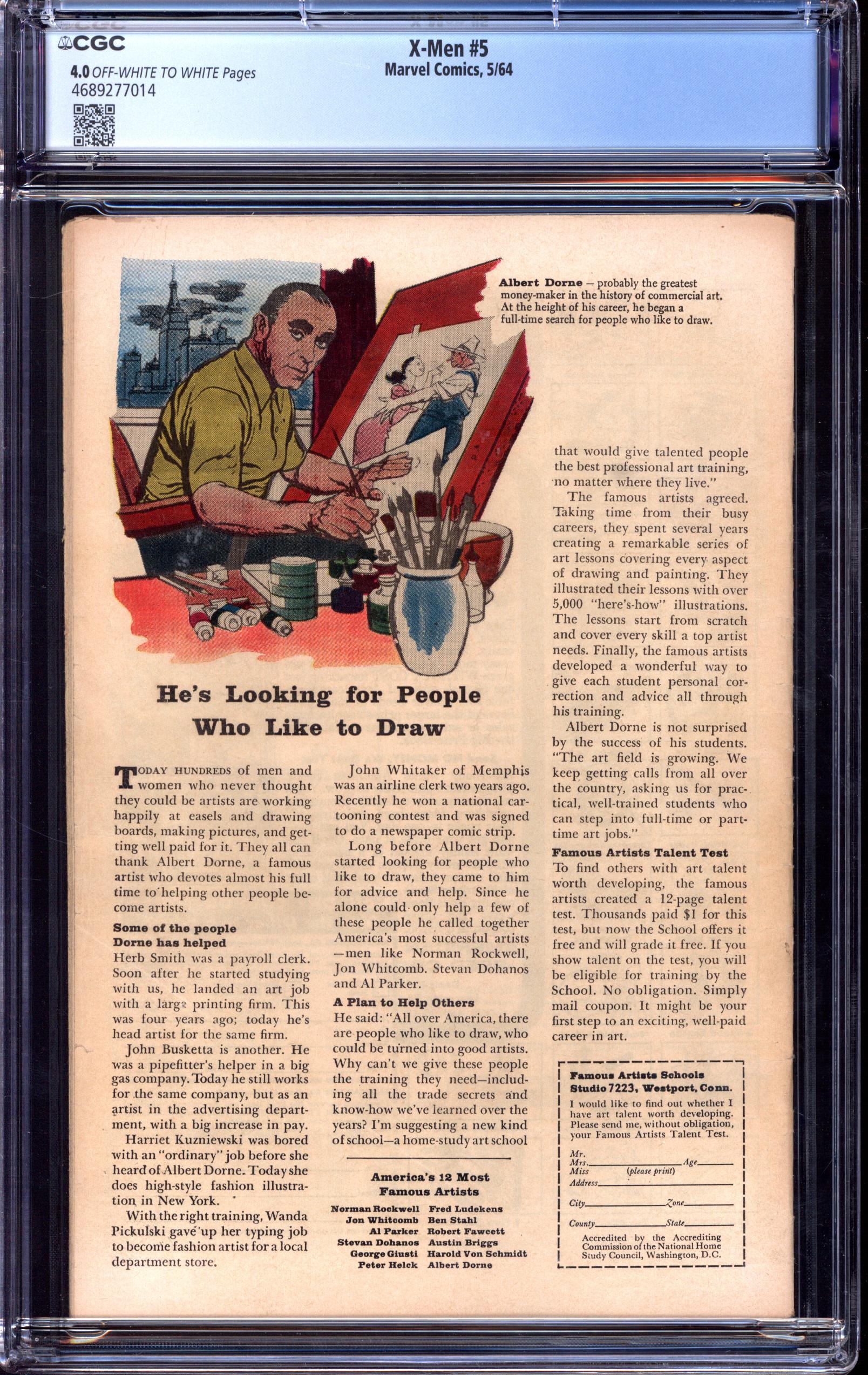 X-MEN #5 CGC 4.0 OW/WH PAGES | Reece's Rare Comics