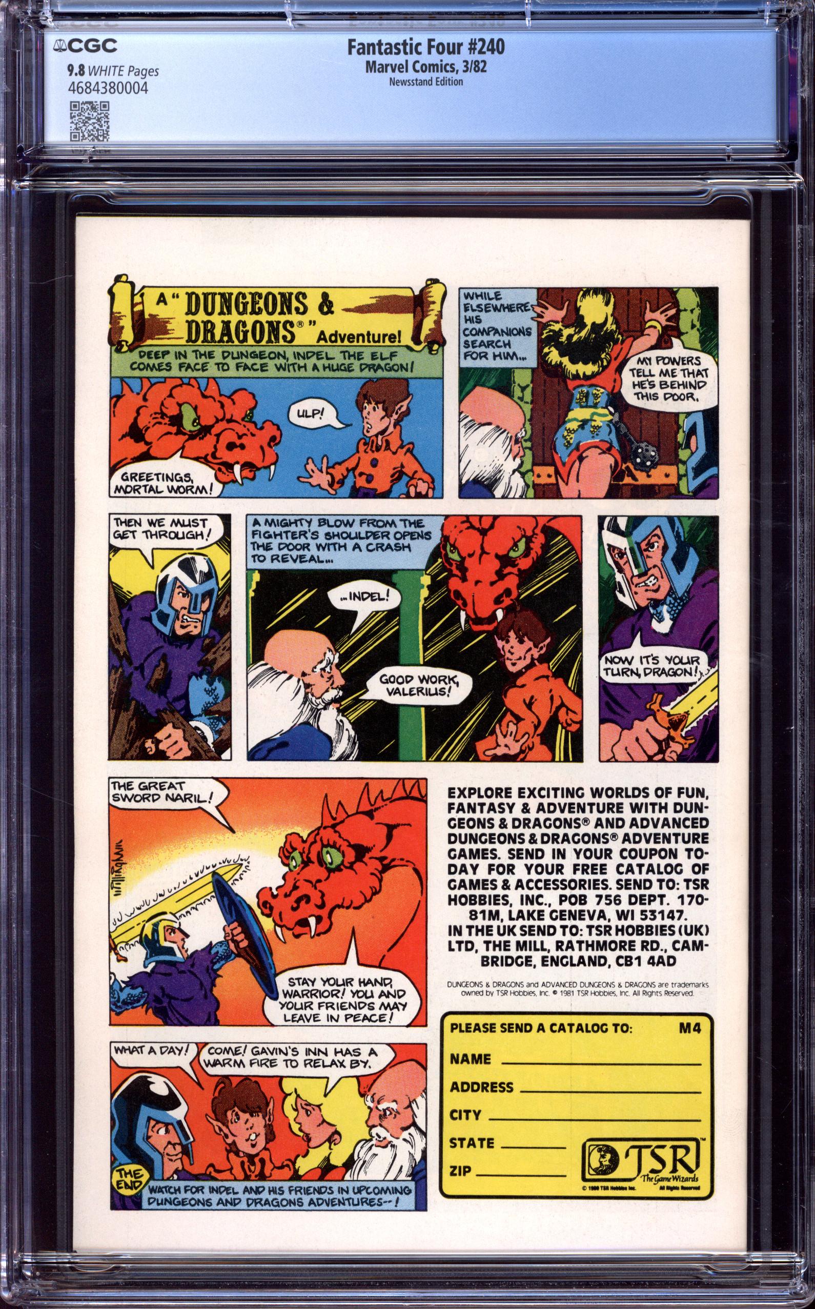 FANTASTIC FOUR #240 CGC 9.8 WHITE PAGES MARK JEWELERS | Reece's Rare Comics