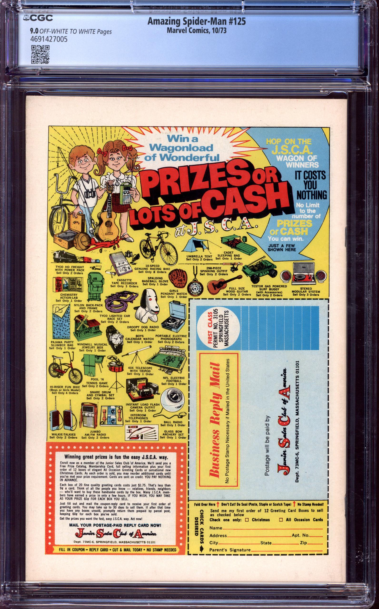 AMAZING SPIDER-MAN #125 CGC 9.0 OW/WH PAGES | Reece's Rare Comics