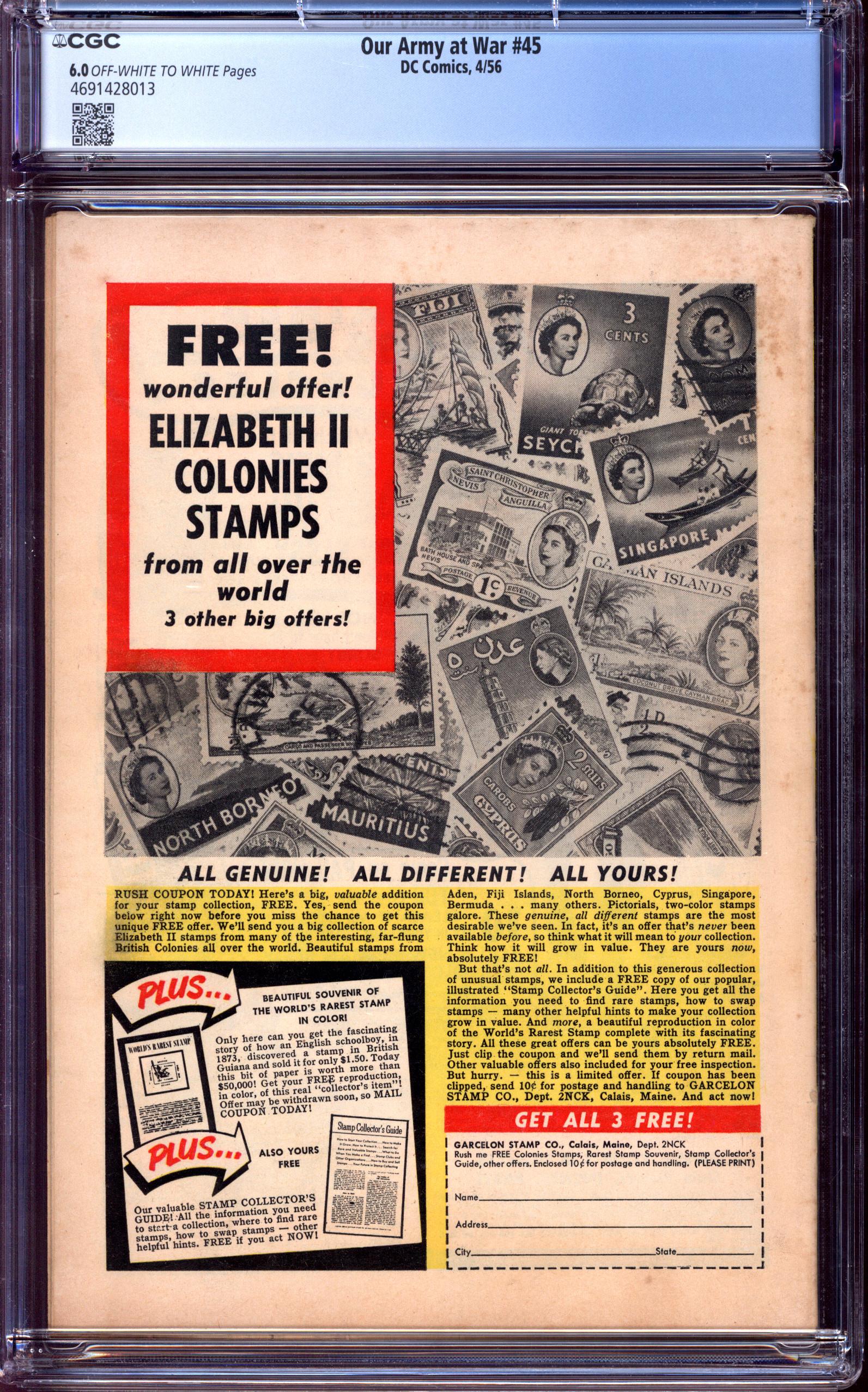 OUR ARMY AT WAR #45 CGC 6.0 OW/WH PAGES | Reece's Rare Comics