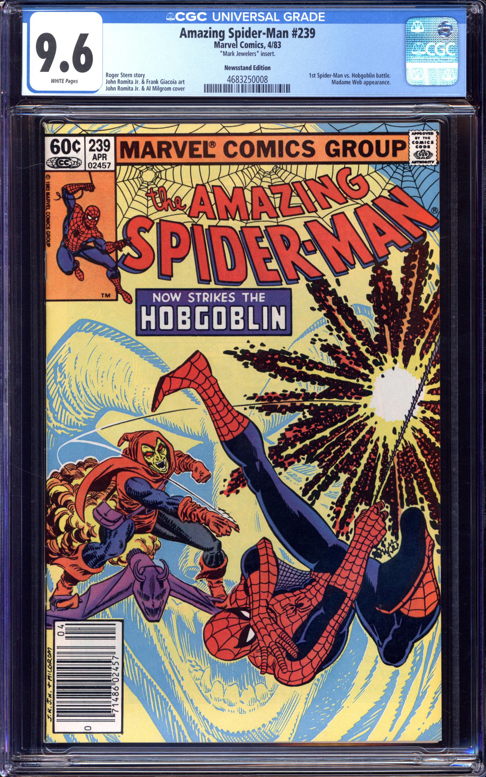 AMAZING SPIDER-MAN #239 CGC 9.6 WHITE PAGES MARK JEWELERS | Reece's ...