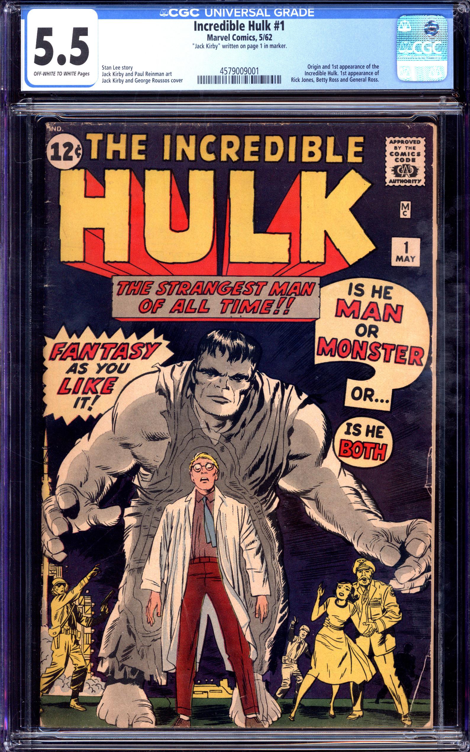 INCREDIBLE HULK #1 CGC 5.5 OW/WH PAGES | Reece's Rare Comics