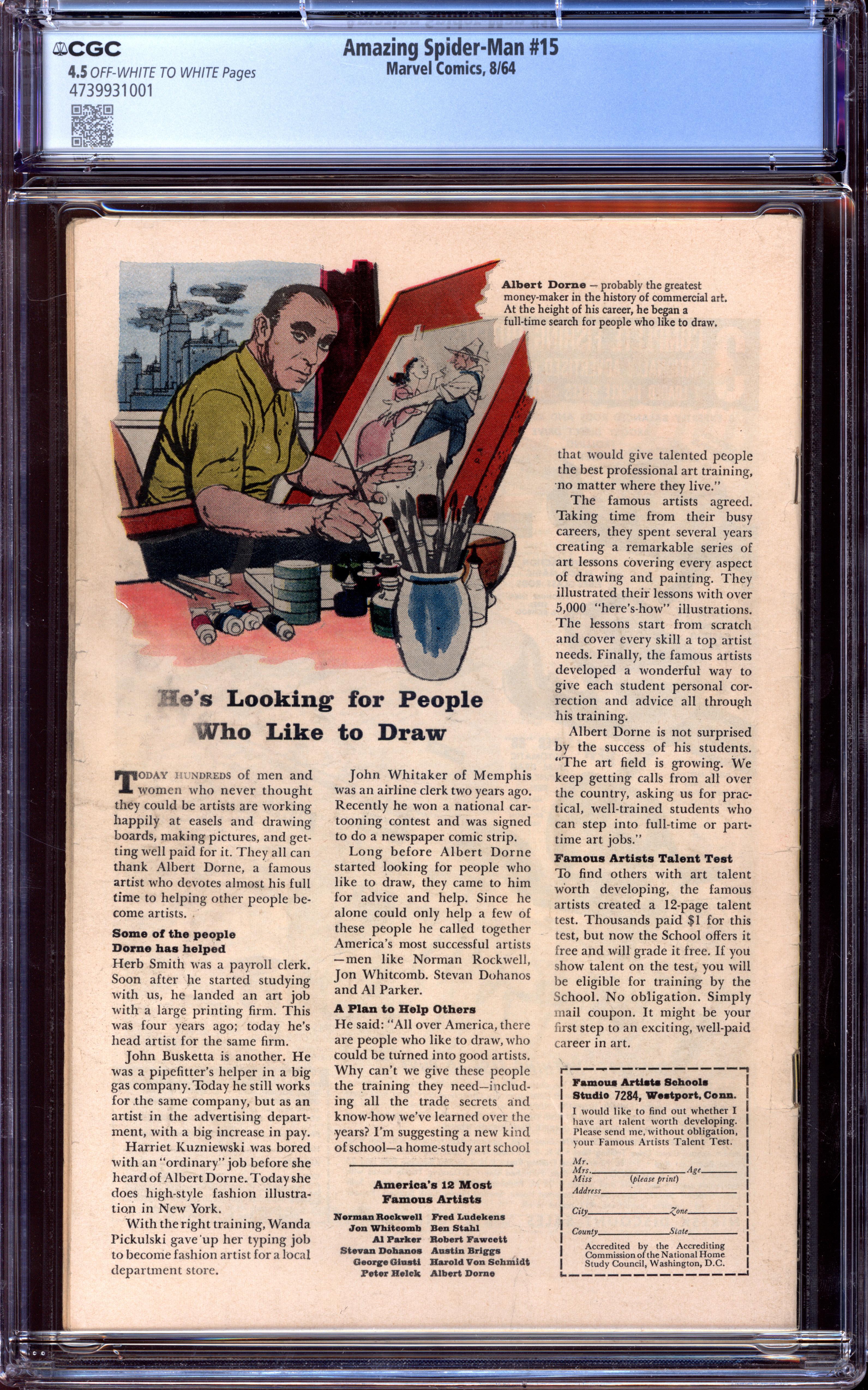 AMAZING SPIDER-MAN #15 CGC 4.5 OW/WH PAGES | Reece's Rare Comics